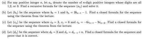 Solved A For Any Positive Integer N Let An Denote The