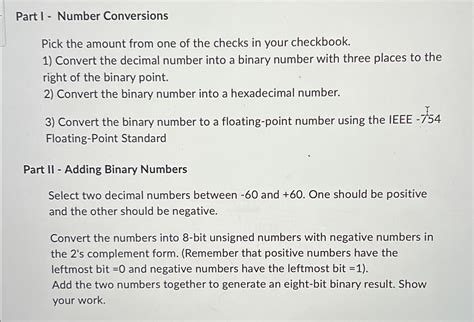 Solved Part I ﻿number Conversionspick The Amount From One