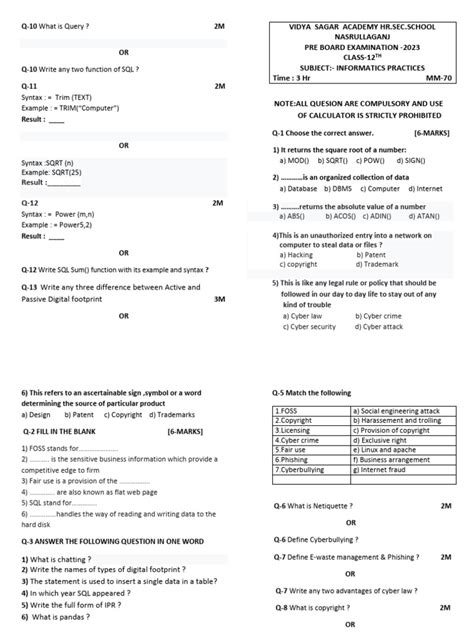 Ip Class 12 Pdf Databases Information Technology