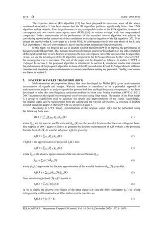Discrete Wavelet Transform Recursive Inverse Algorithm Using Second