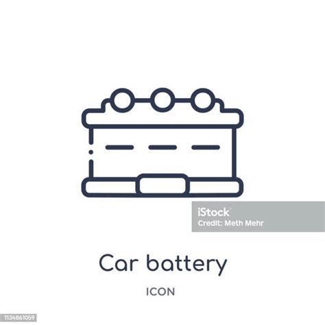 기계 아이콘 개요 컬렉션에서 선형 자동차 배터리 아이콘입니다 얇은 라인 자동차 배터리 아이콘 흰색 배경에 고립입니다 자동차 배터리 트 렌 디 일러스트 0명에 대한 스톡 벡터