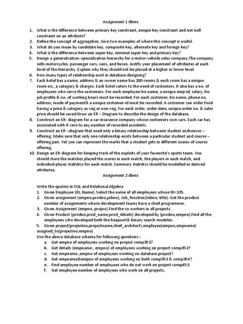 Assignment 1 Dbms Pdf Data Management Databases
