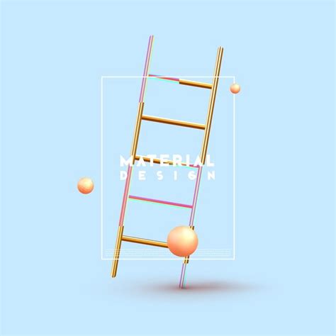 모양이 3d인 최소한의 디자인 추상적 배경 개체의 현실적인 렌더링 창의적인 디자인 포스터 최소한의 예술 유행 황금 금속 계단 구 및 공 벡터 일러스트 레이 션
