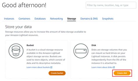 การเพิ่ม Disk Storage ใน Amazon Lightsail Developersio