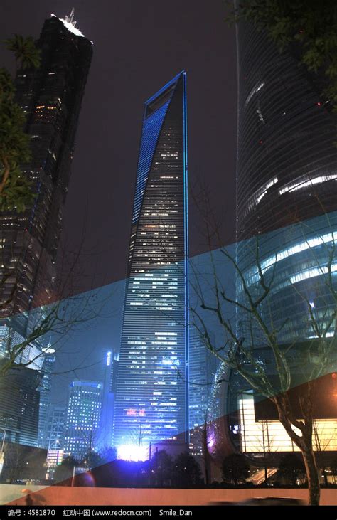 金贸大厦环球中心上海中心夜景高清图片下载 红动中国