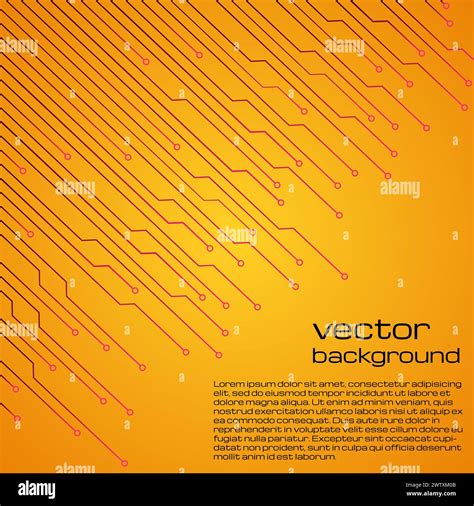 Abstract Technological Yellow Background With Elements Of The Microchip