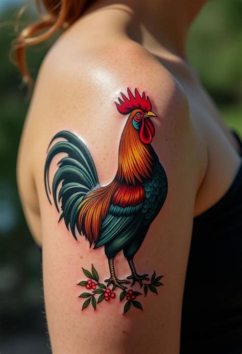 Bold Rooster Tattoo Style Cozy Vibes