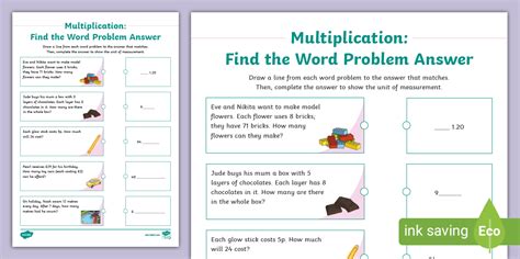 👉 Find The Word Problem Answer Multiplication Worksheet