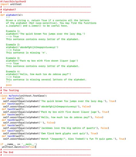 Solved Usr Bin Python3 Import Unittest Alphabet Chegg