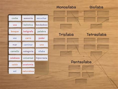 Ejercicio Tipos De Silabas Group Sort