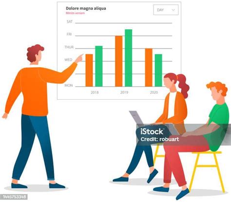 발표자는 다이어그램에 통계 지표와 데이터를 표시합니다 보고서를 발표하는 동료 개발에 대한 스톡 벡터 아트 및 기타 이미지 개발 검색 검색 엔진 Istock