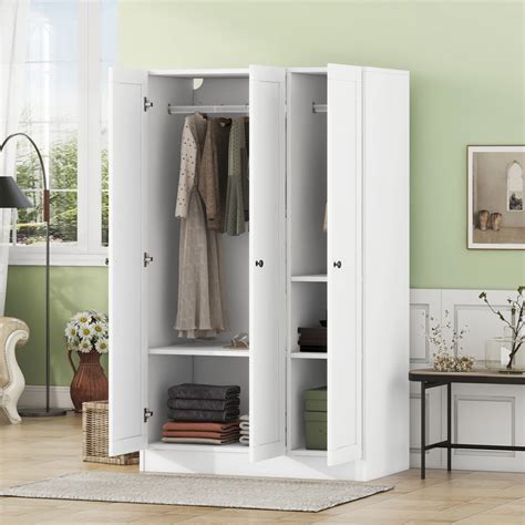 Modern 3 Door Freestanding Wardrobe 669 Tall Solid Wood Closet