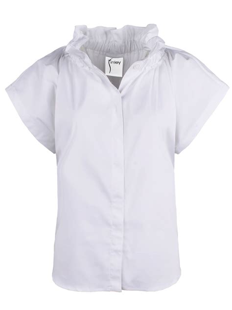 Jenny Ruffle Accent White Poplin Blouse Finley Tops And Dresses