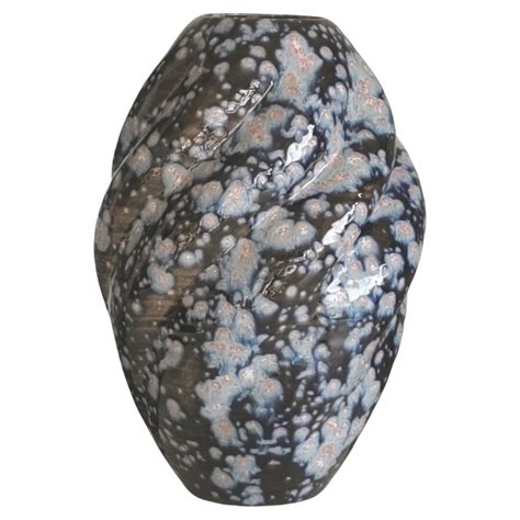 Wave Form With Blue Galaxy Glaze N90 Ceramic Sculpture Vessel For
