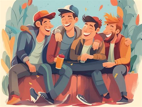Friends Hanging Out Together Cartoon