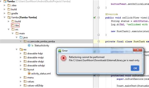 Java Why Does It Keep Say Refactoring Cannot Be Performed When I Copy A Jar File Into The