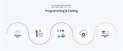 Programming And Coding Flat 5 Icon Pack Including Develop Cloud
