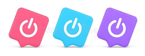 Shutdown Turn On Off Button Energy Switch Power Start Stop Web App Design 3d Realistic Speech