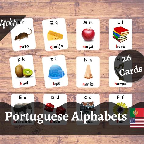 Portuguese Alphabets Flash Cards Montessori Cards Three Part Cards Homeschooling Preschool