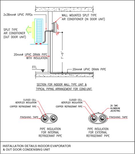 Autocad File For Split Ac Installation And Piping Layout Plan