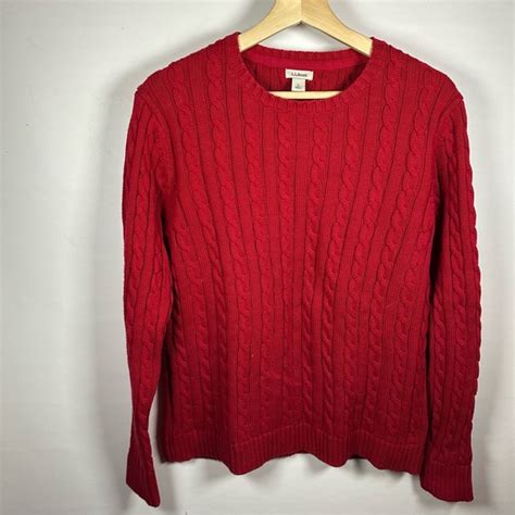 Ll Bean Sweaters Ll Bean Red Cable Knit Sweater Poshmark