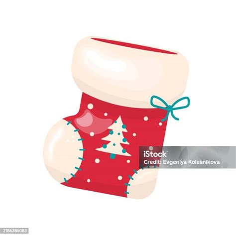 빨간 크리스마스 스타킹 아이콘입니다 크리스마스의 요소 스톡 고립된 클립아트 와 White Background 만화 스타일로 컴퓨터 그래픽에 대한 스톡 벡터 아트 및 기타