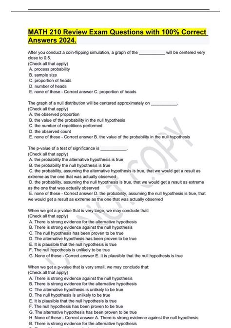 Math 210 Review Exam Questions With 100 Correct Answers 2024 Math 210 Stuvia Us