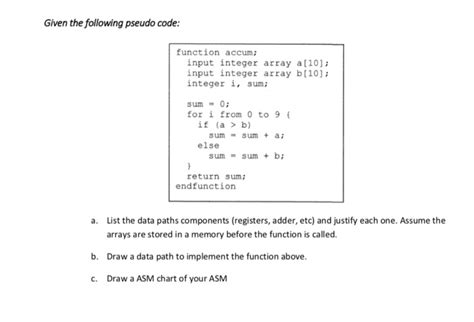 Solved Given The Following Pseudo Code Function Accum Input