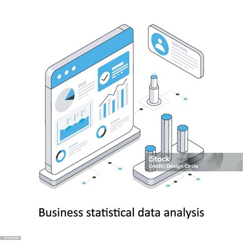 Business Statistical Data Analysis Isometric Stock Illustration Eps