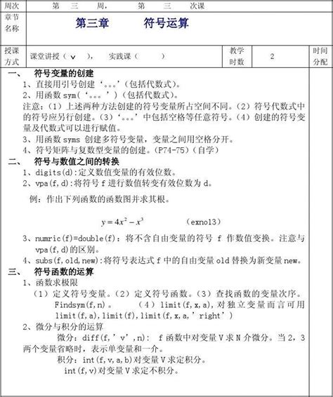 matlab基础及应用 no：3 符号函数 word文档在线阅读与下载 无忧文档