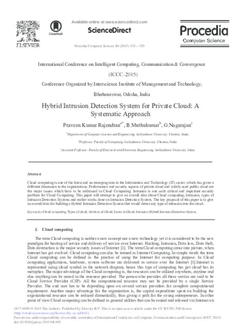 Pdf Hybrid Intrusion Detection System For Private Cloud A Systematic Approach