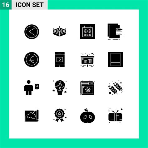 16 Universal Solid Glyph Signs Symbols Of Sign Coin Layout Valuation Graph Editable Vector