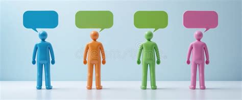 Colorful Figures With Speech Bubbles Symbolizing Diversity And Communication Stock Illustration