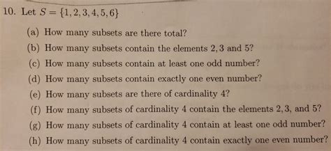 Solved 10 Let S 123456 A How Many Subsets Are