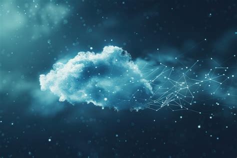 abstract data points merging with a floating cloud representing the