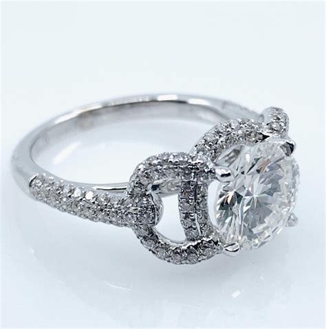 Gia Certified 204 Carat Diamond Ring In Pavé Stirrup Setting Of 18