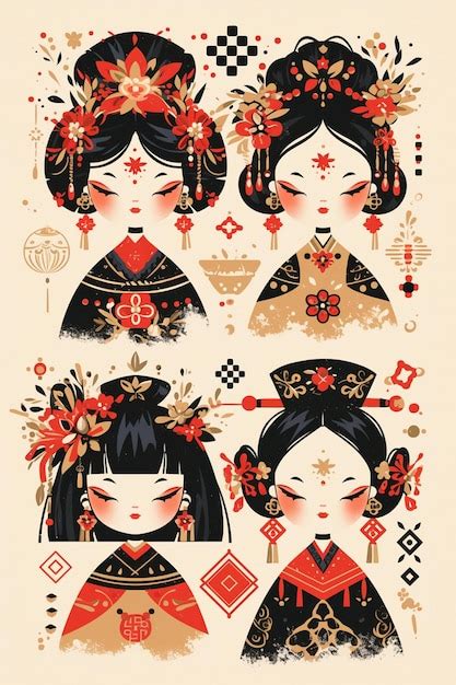 Premium Vector Vietnamese Water Puppet Patterns With Cultural Elements