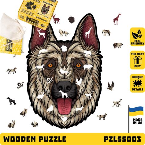 Wooden Fig Puzzle Dog Unique Shape Wooden Animal Puzzle Creative