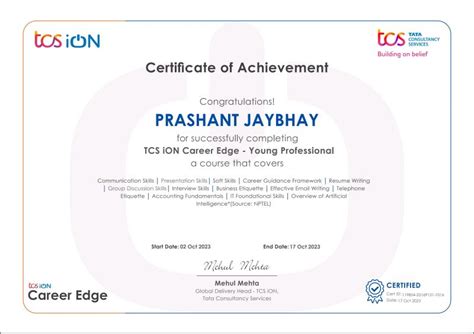 Tcs Ion Career Edge Course For Young Professionals Prashant Jaybhay Posted On The Topic Linkedin