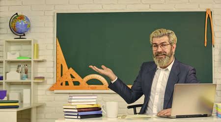 School Teacher Programming Laptop Apply Online Course Selecting