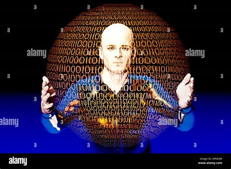 Man Holding A Binary Sphere Stock Photo Alamy