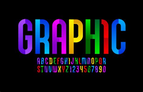 건설적인 밝은 글꼴 현대 알파벳 트렌디 한 문자와 부품으로 만든 숫자 벡터 일러스트 10eps 다중 색상에 대한 스톡 벡터 아트