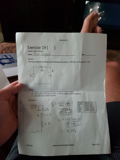 Solved Exercise Exercise Diode Linear Model Name Sam Chegg