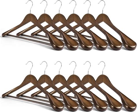 Smartor Wooden Suit Hangers 12 Pack Wide Shoulder Wood