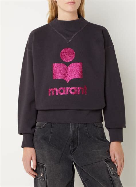 Isabel Marant Moby Sweater Met Logoprint En Glitter • Antraciet • De