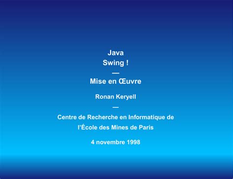 Java Swing — Mise En Œuvre