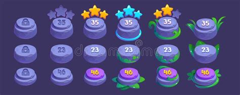 Game Ui Interface Indicator Select Level Cartoon Stock Vector Illustration Of Isolated