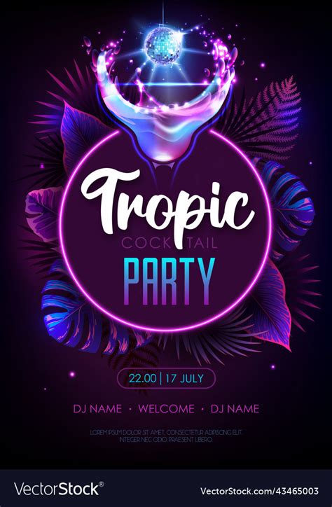 Summer Tropic Cocktail Party Poster Royalty Free Vector