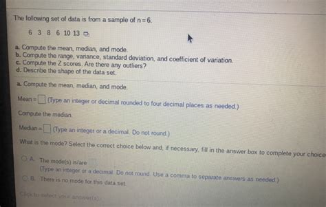 Solved The Following Set Of Data Is From A Sample Of N6 6