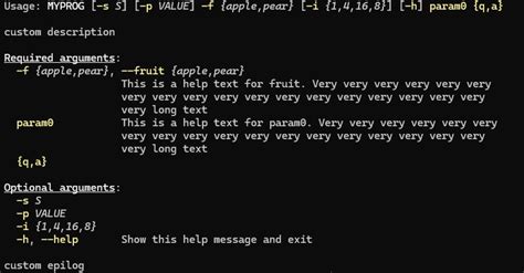 Help Generation Argparse Documentation